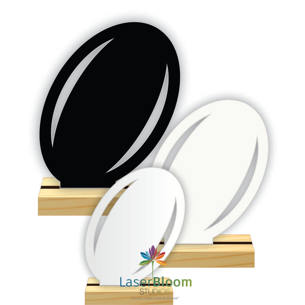 Acrylic Rugby Ball Style Award Trophy Blank with Wooden Base ...